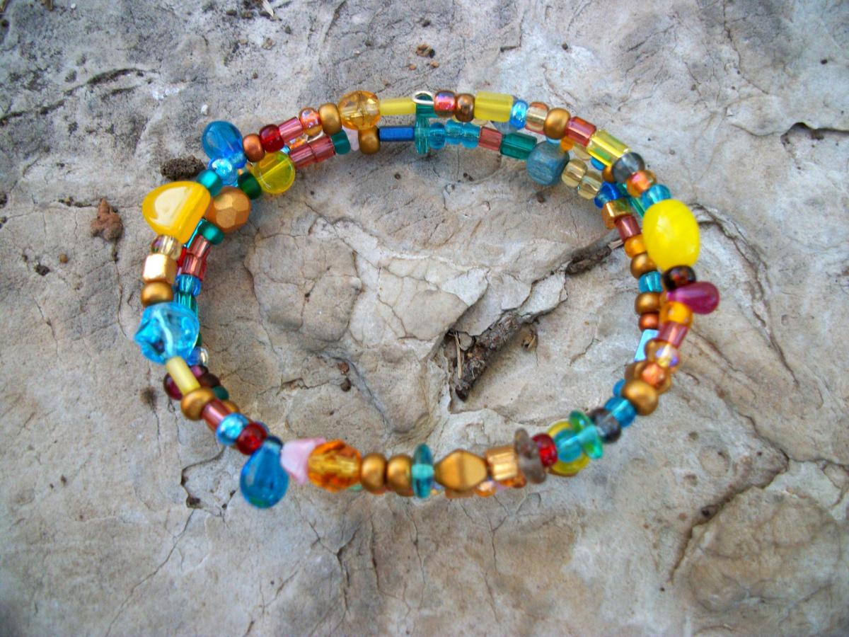 Beautiful Handmade Wrap Bracelet In Carnival Mix Of Czech Glass Beads ...